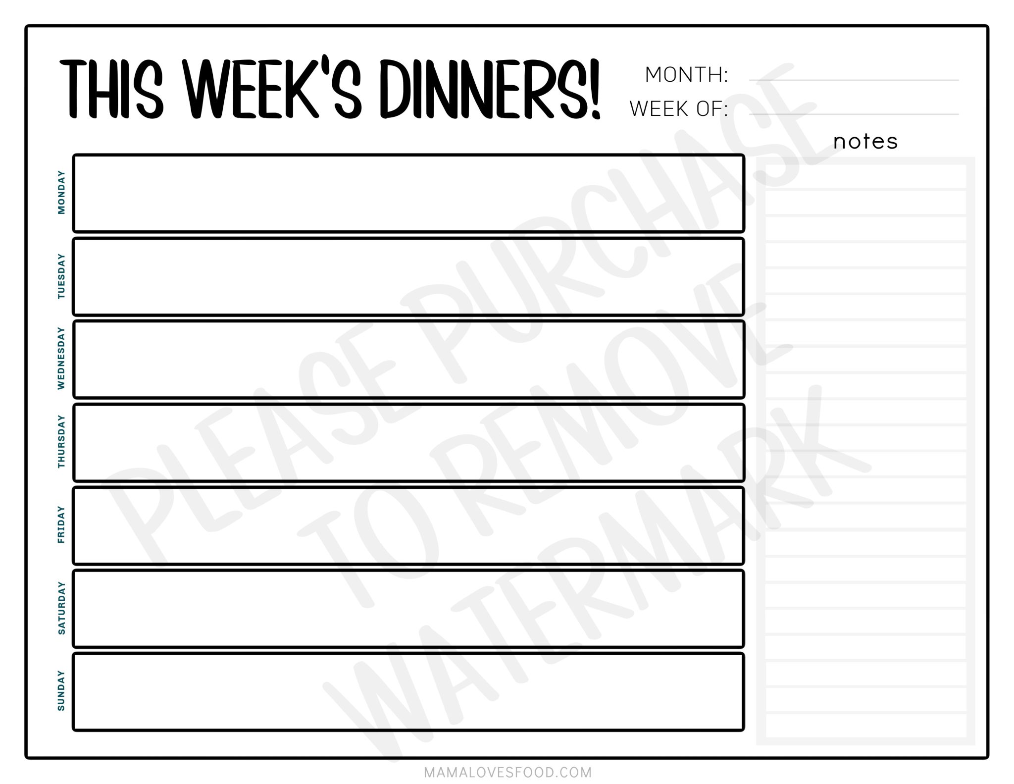 Weekly Meal Planning Printable Page Mama Loves Food Dinner Hero weekly-meal-planning-printable-page-mama-loves-food-dinner-hero