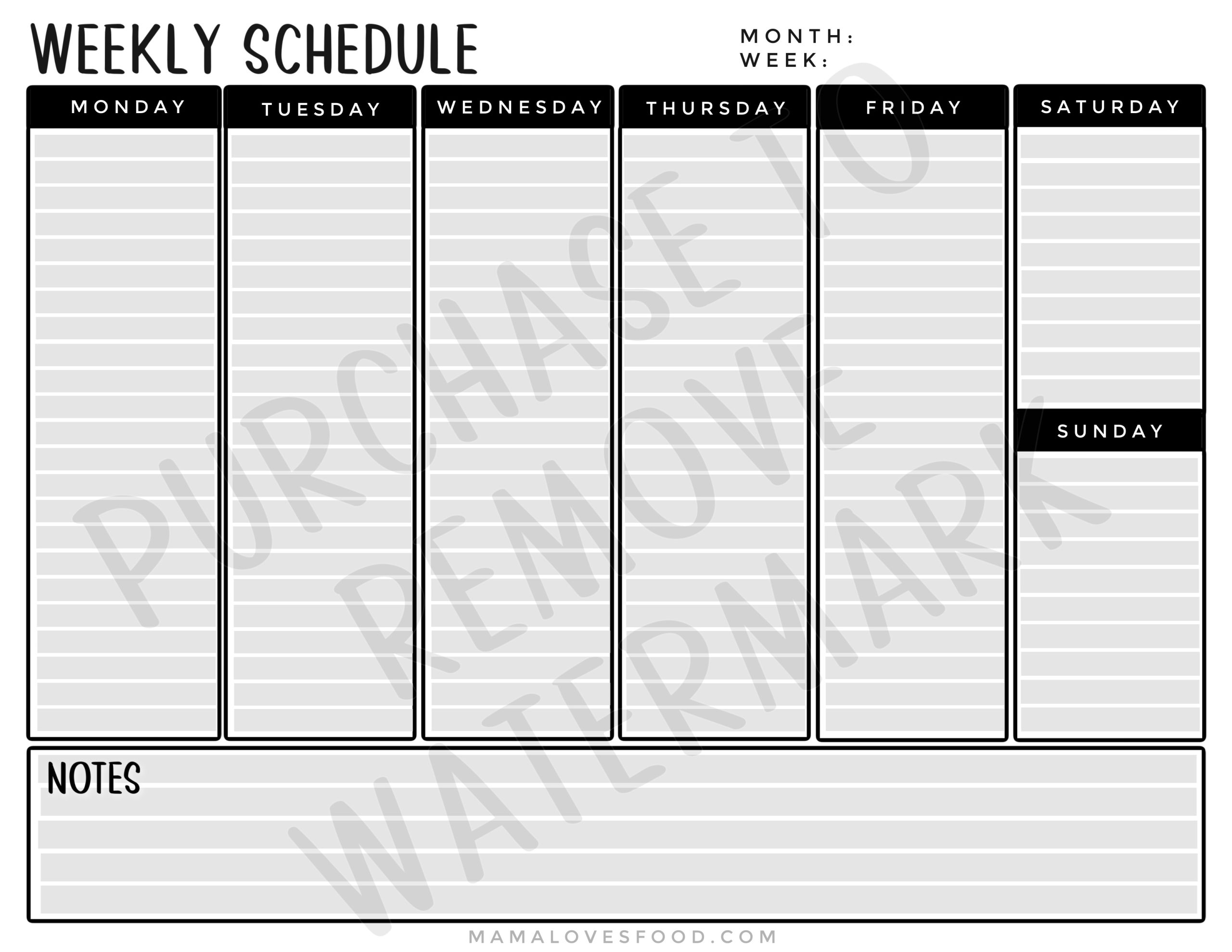 Weekly Schedule Printable Page Mama Loves Food Dinner Hero